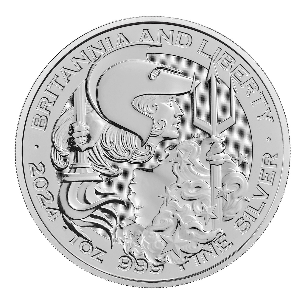 Britannia and Liberty 1oz Silver Coin 2024 margin scheme | CelticGold.eu